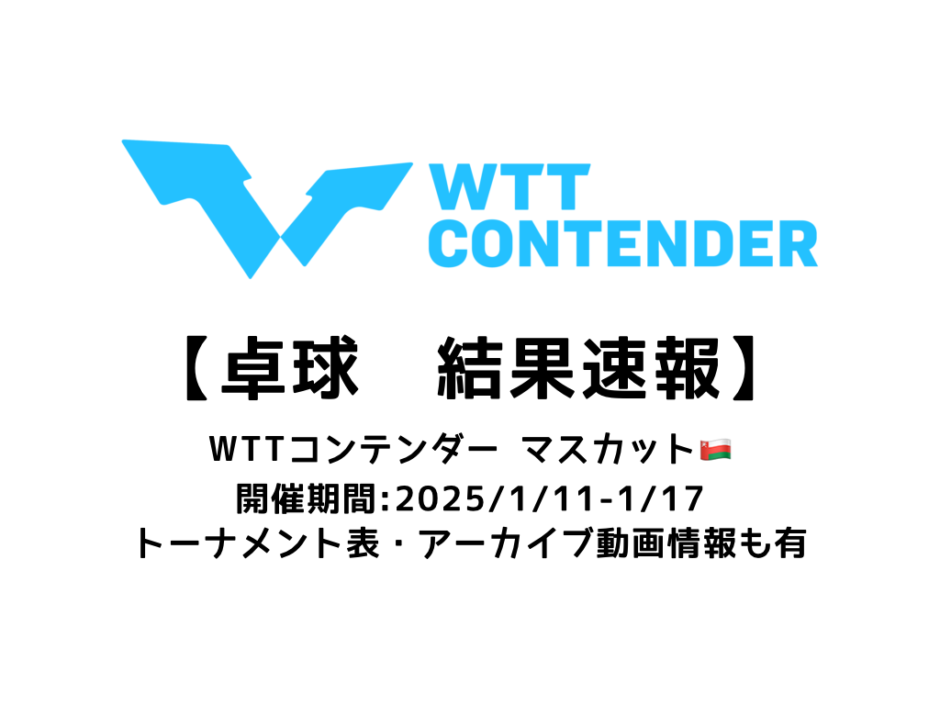 卓球 WTTコンテンダー マスカット 2025 結果速報：男子Dで張本智和／松島輝空、女子Dで大藤沙月／横井咲桜が優勝！ | たきゅトピ