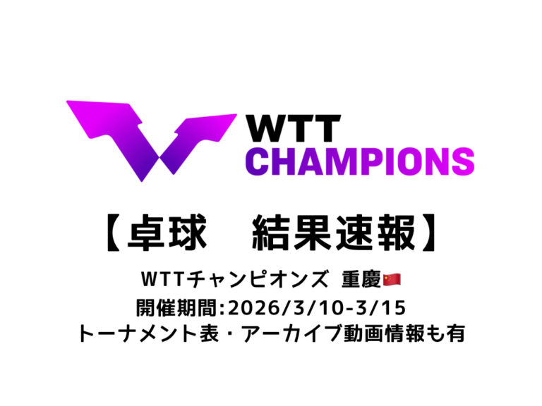 卓球 WTTチャンピオンズ 重慶 2026 結果速報：女子Sは張本美和、男子Sはフェリックス・ルブランが優勝！！ | たきゅトピ